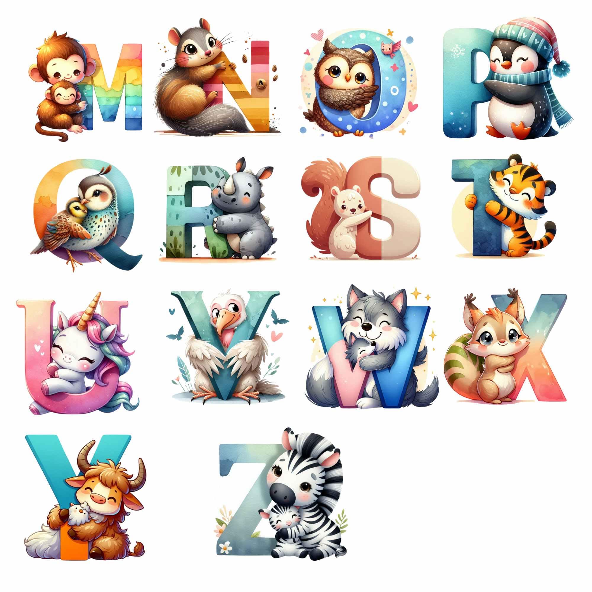 Cute Animals Alphabet, Letters With Animals, Uppercase Letter ...