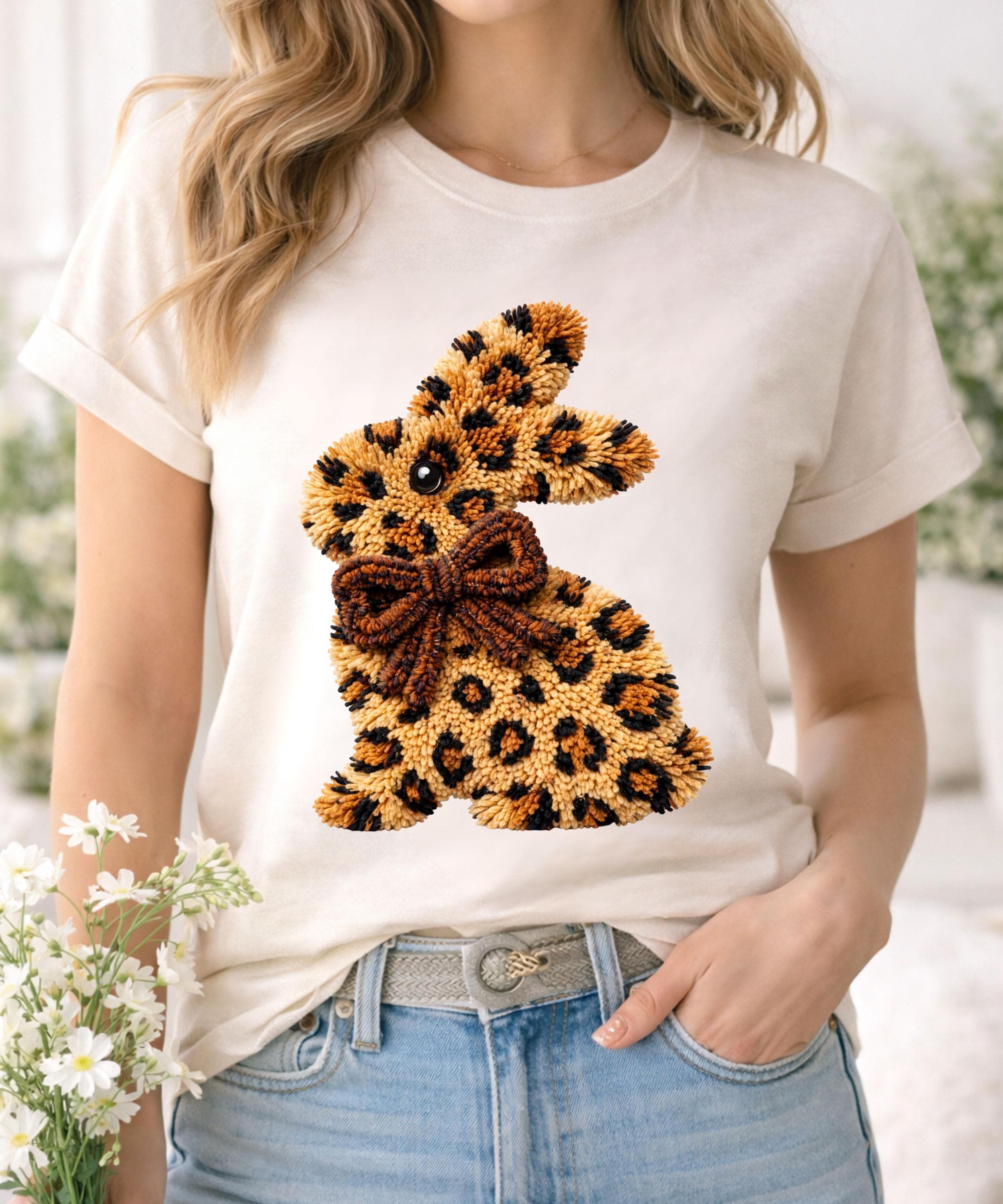2 Leopard Print Bunny PNG, Faux Yarn Clipart, Easter Sublimation Design ...