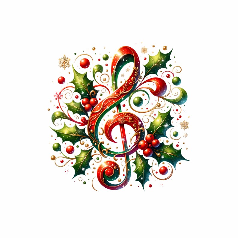 15 Watercolor Christmas Treble Clef, Music Note Clipart, PNG, Digital ...