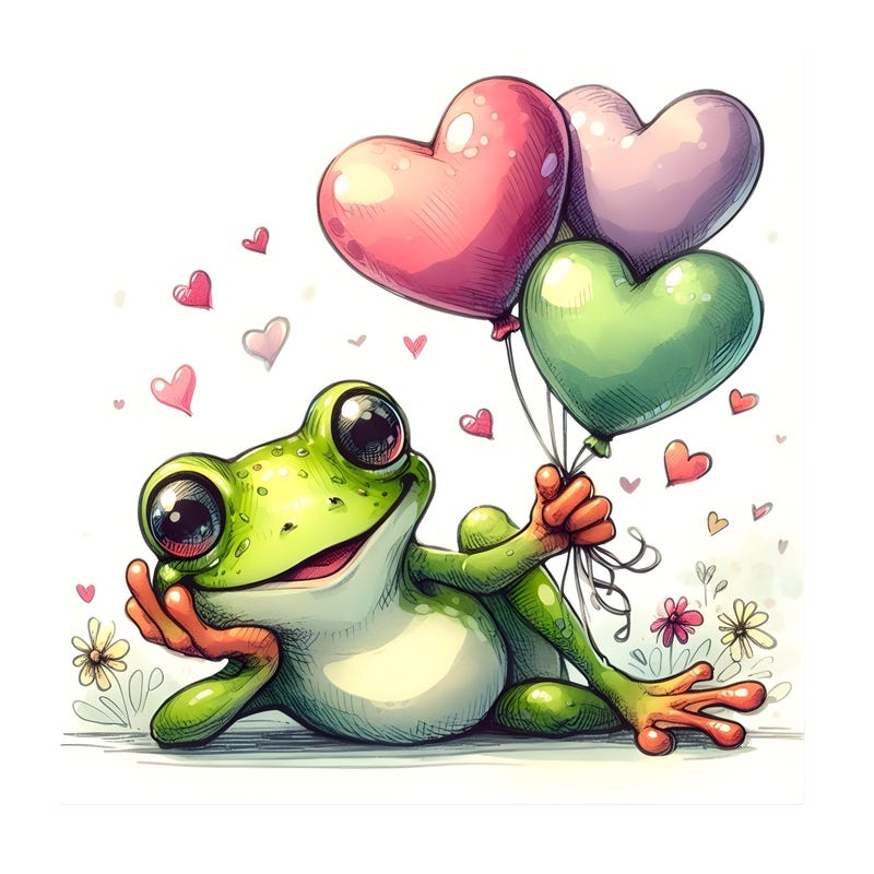 Valentine Frogs Clipart - Etsy UK