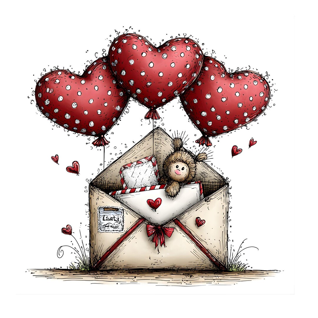 12 Valentine Love Letters Clipart Bundle, Envelope Hearts, Mail ...