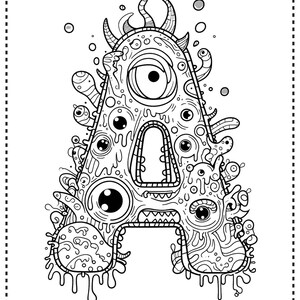 Monster Alphabet Coloring Pages, Funny Coloring, Big Kids Coloring, A-Z ...