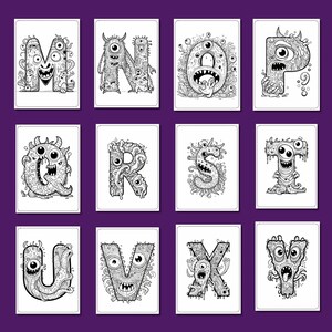 Monster Alphabet Coloring Pages, Funny Coloring, Big Kids Coloring, A-Z ...