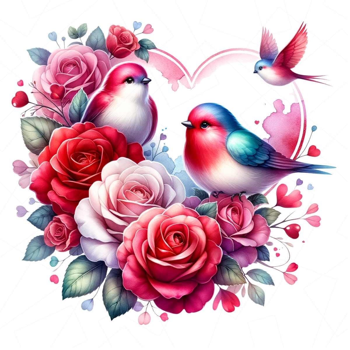20 Watercolor Love Birds Sublimation, Love Bird Clipart, Valentines ...