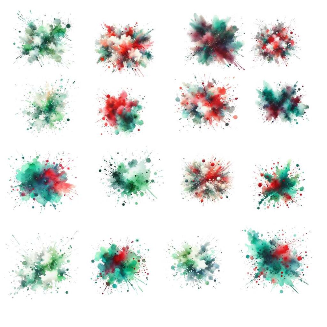35 Watercolor Splashes Clipart, Splatter Clipart, Christmas Water Color ...