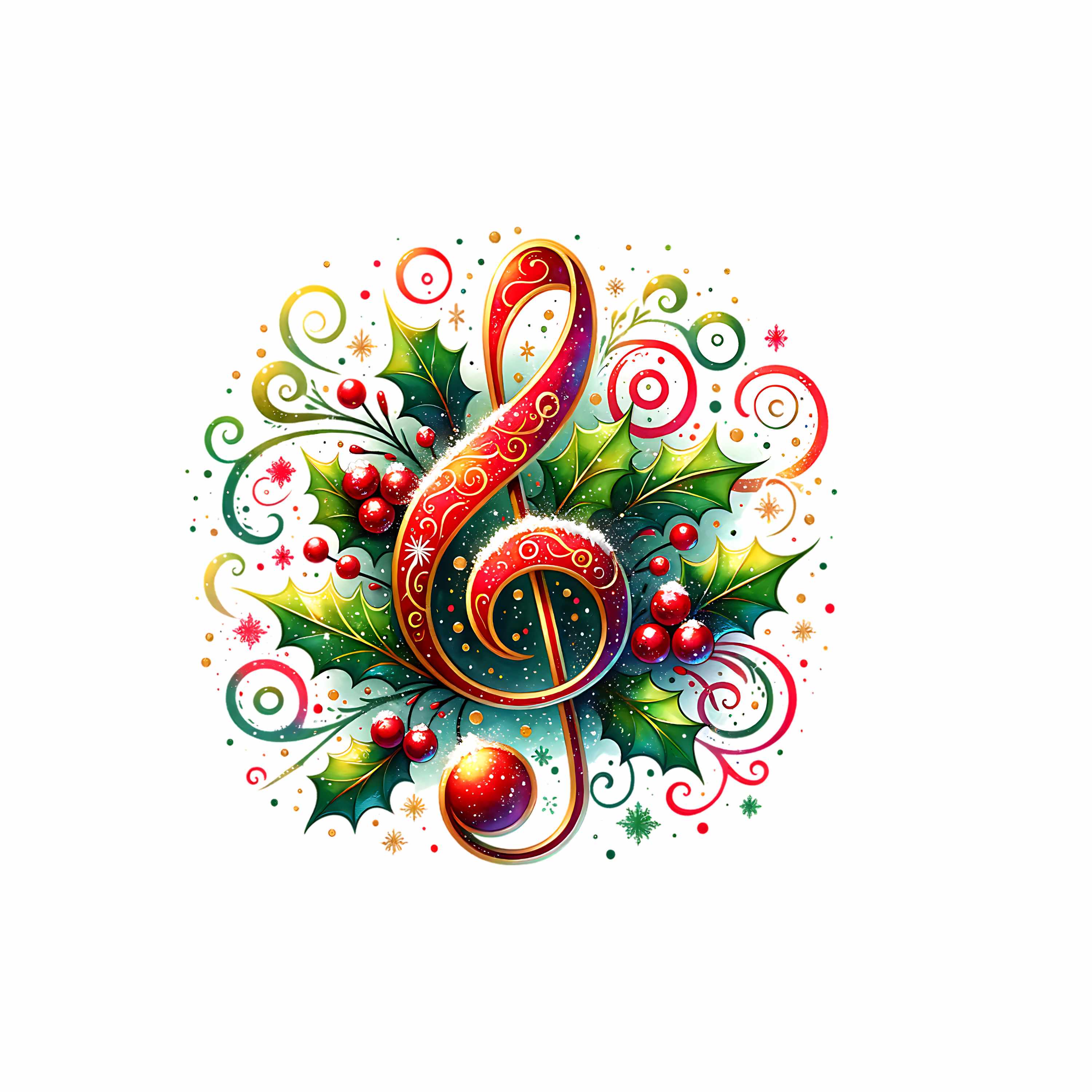 15 Watercolor Christmas Treble Clef, Music Note Clipart, PNG, Digital ...
