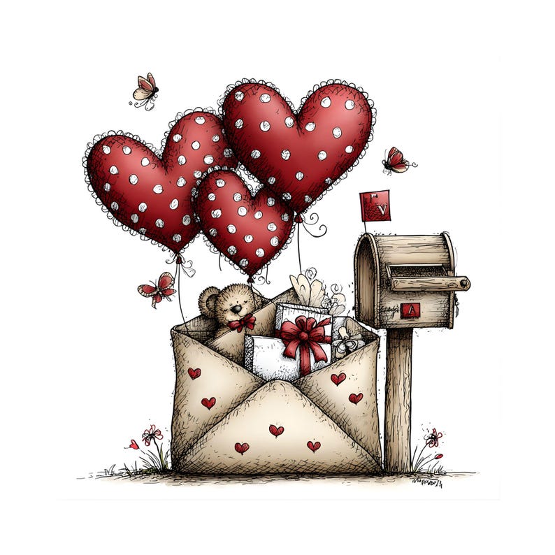 12 Valentine Love Letters Clipart Bundle, Envelope Hearts, Mail ...