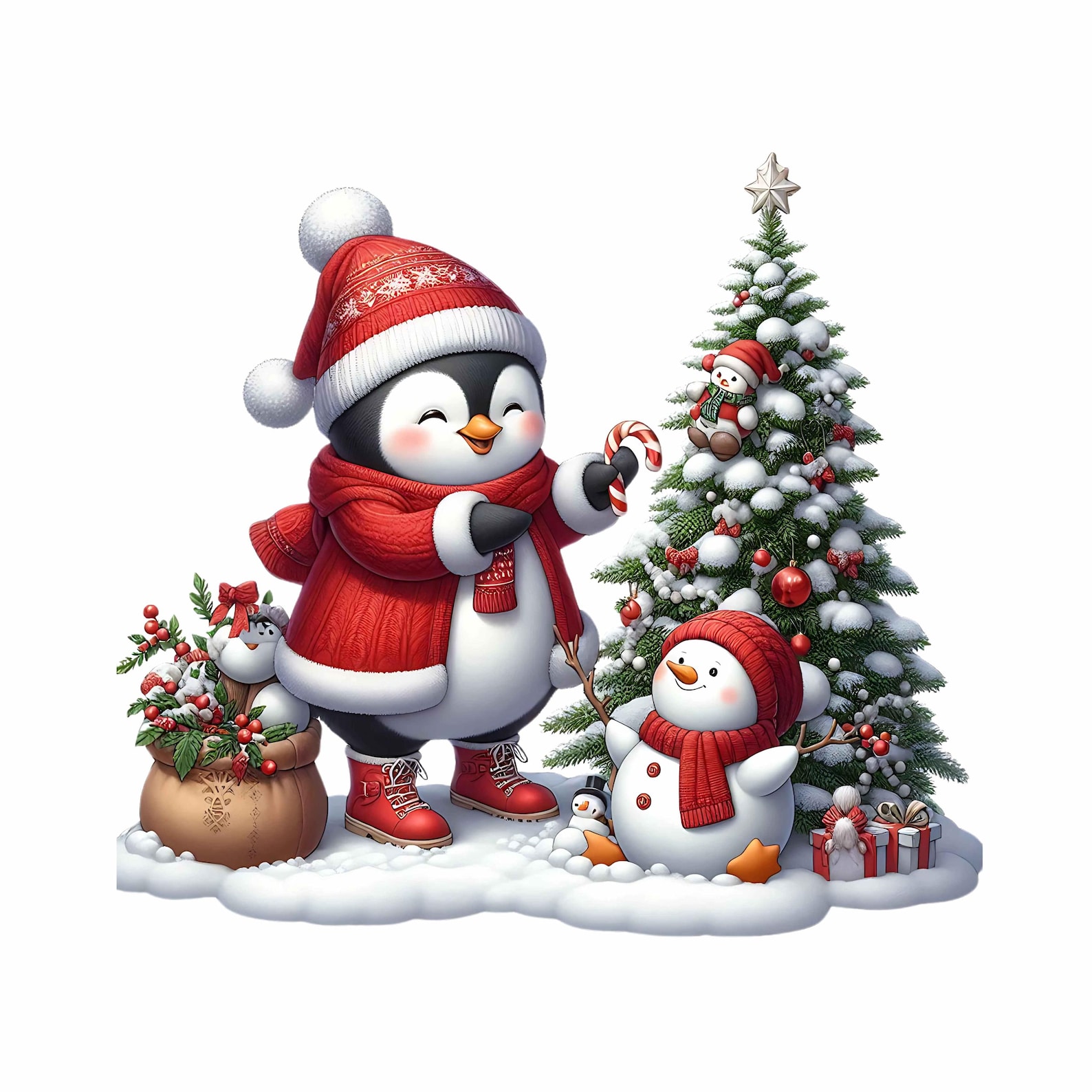 25 Cute Winter Penguins Clipart, Christmas Penguin and Snowman Clipart ...