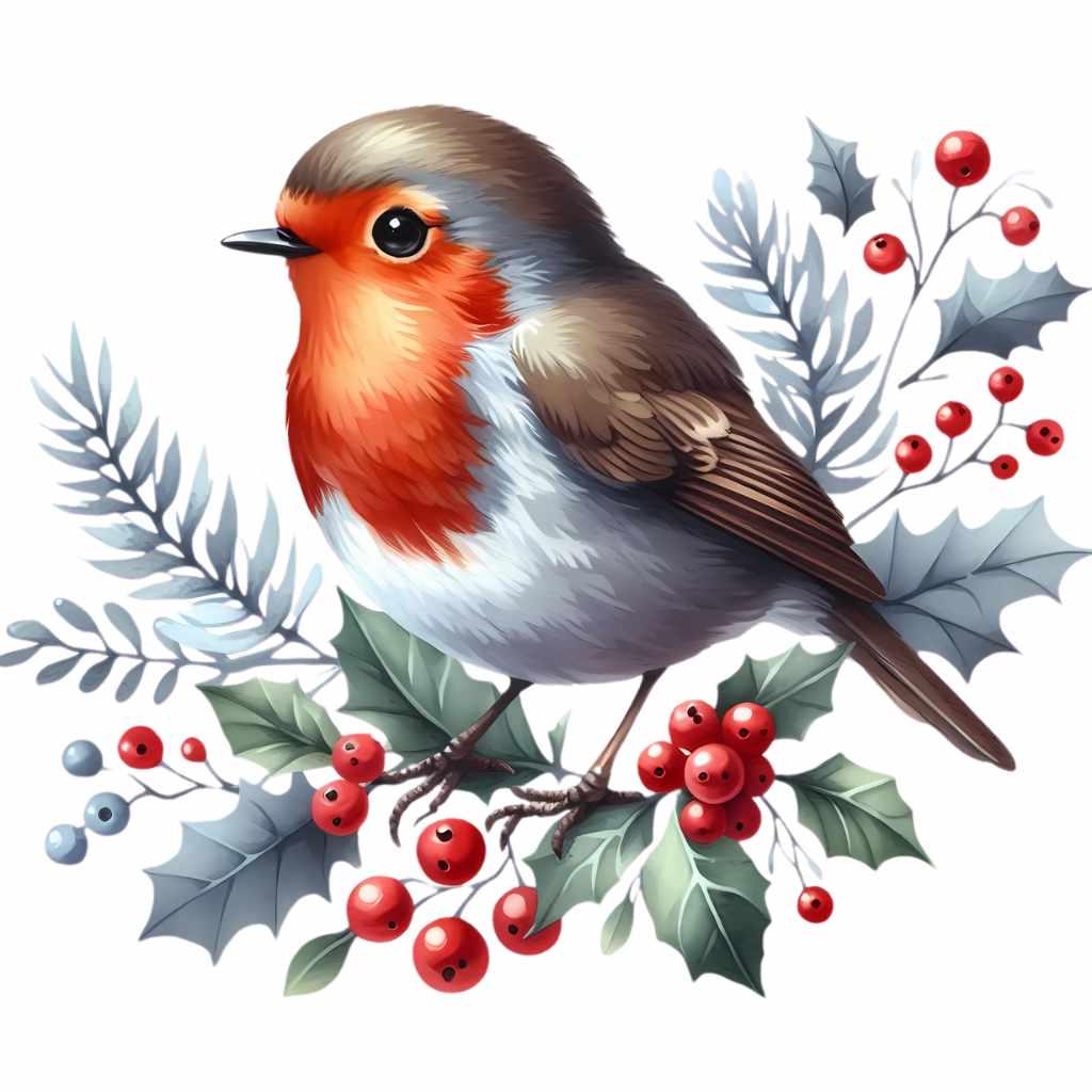 18 Watercolor Christmas Robin, Robin Bird Clipart, Christmas Bird ...