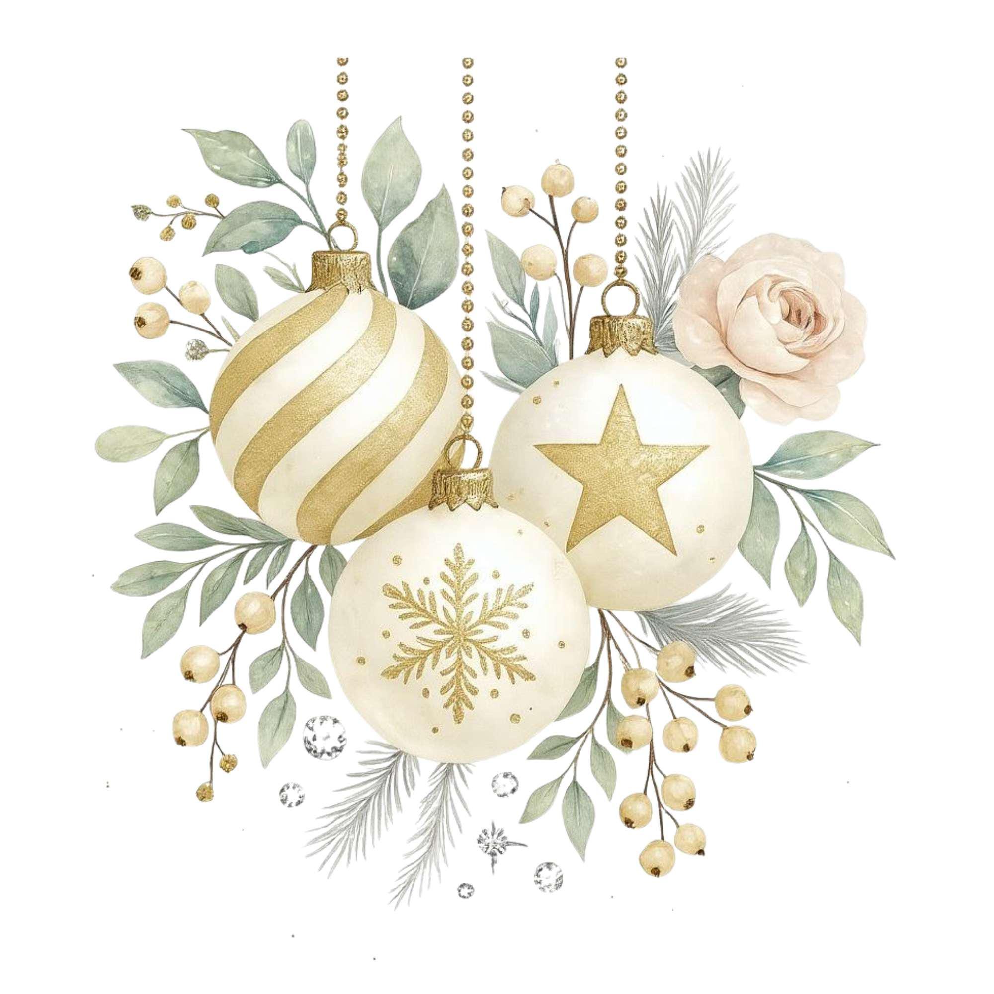 Watercolor Christmas Baubles Clipart Bundle: Printable Holiday Graphics ...