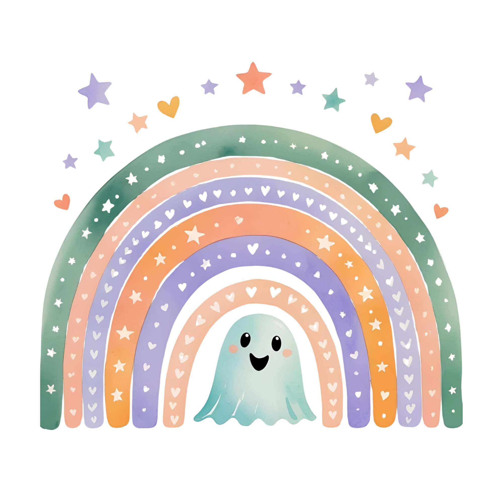 Halloween Boho Rainbow Clipart: Kids Nursery Decor Digital Download ...