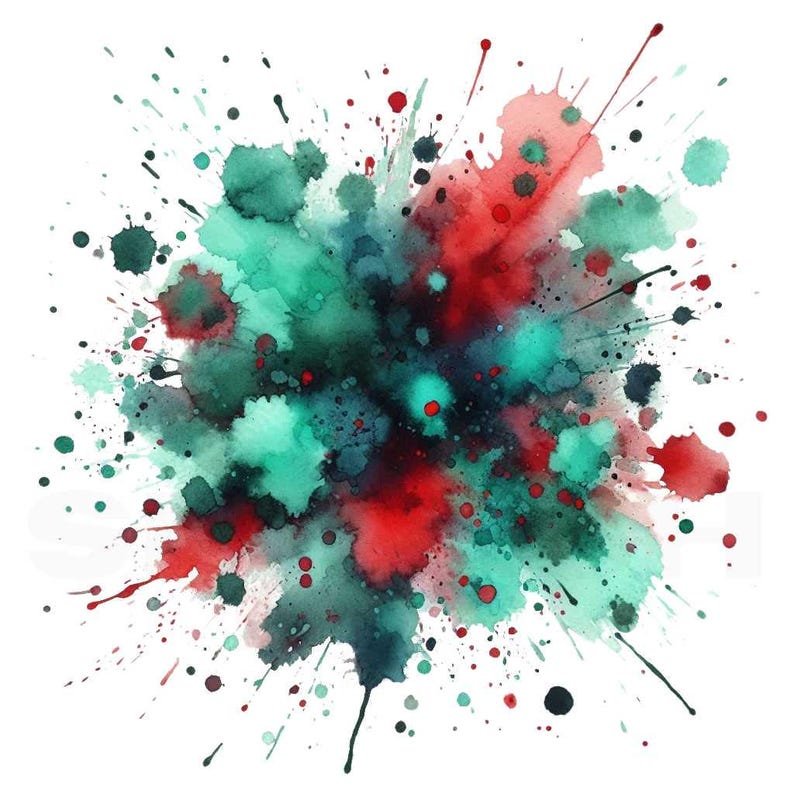 35 Watercolor Splashes Clipart, Splatter Clipart, Christmas Water Color ...