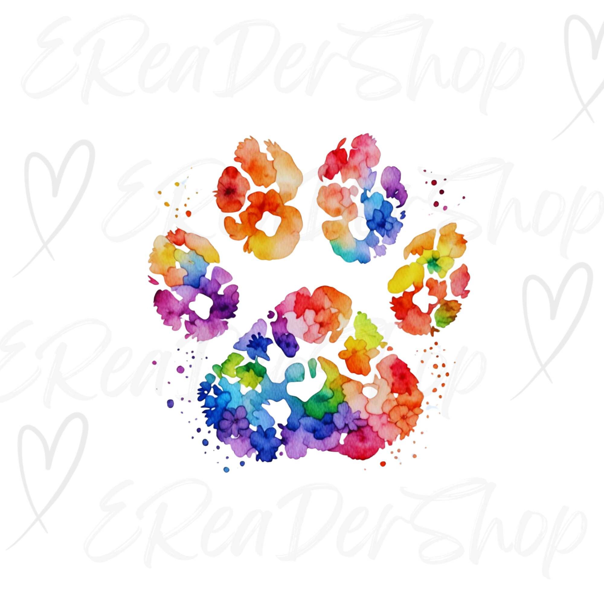 15 Floral Paw Clipart, Dog Prints, Watercolor Pet Prints, Floral Paws ...