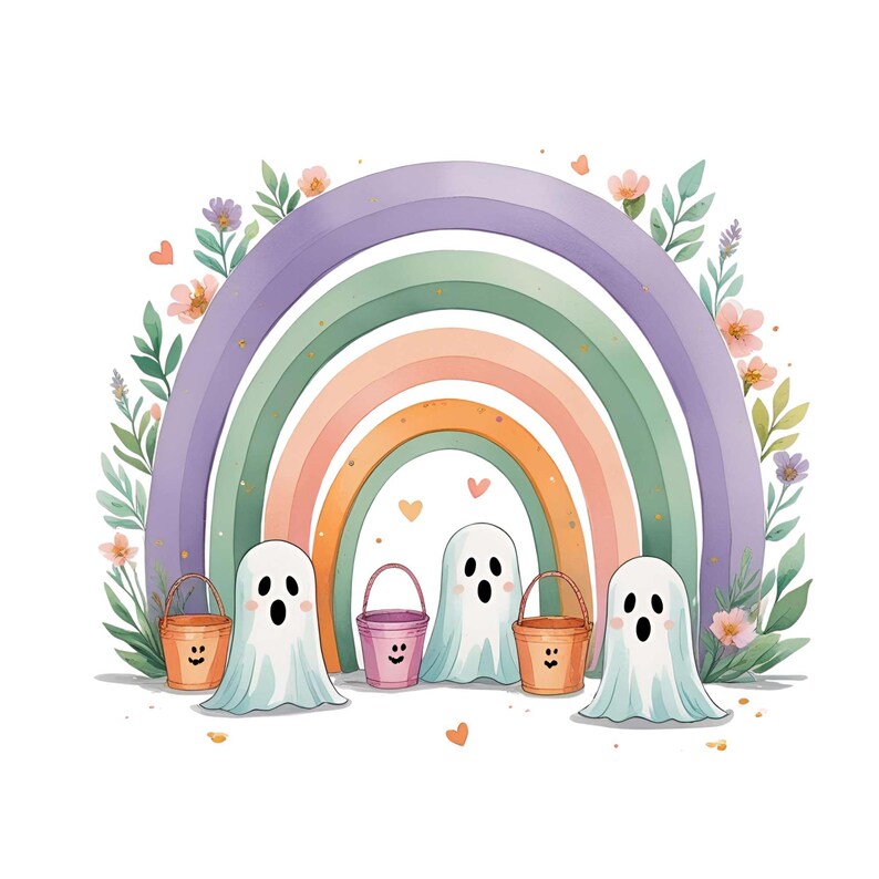 14 Halloween Boho Rainbows Clipart—kids Friendly, Nursery Clipart ...