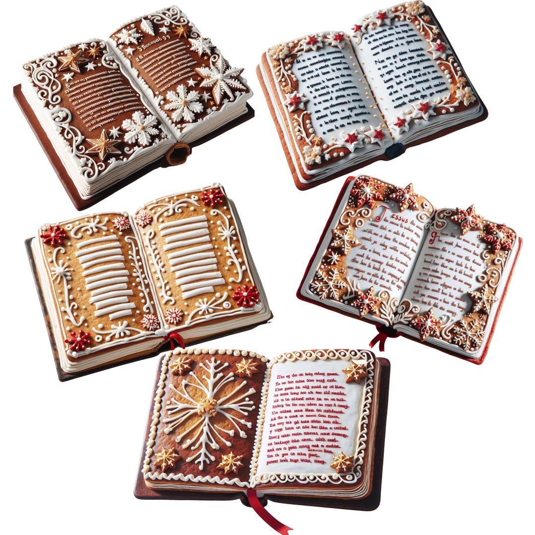 Christmas Gingerbread Book Clipart: Book Lovers' Holiday Illustration ...