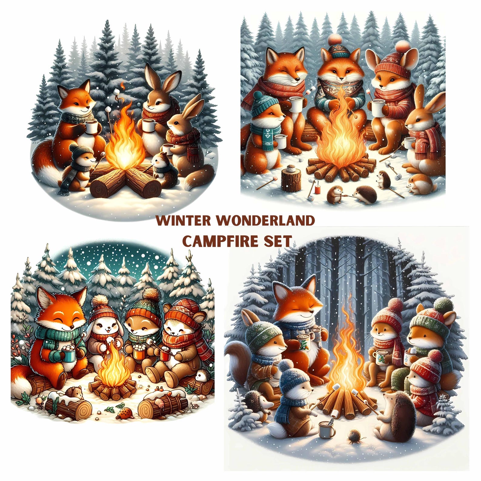 50 PNG Winter Wonderland Woodlands Animal Bundle, Woodlands Animal ...