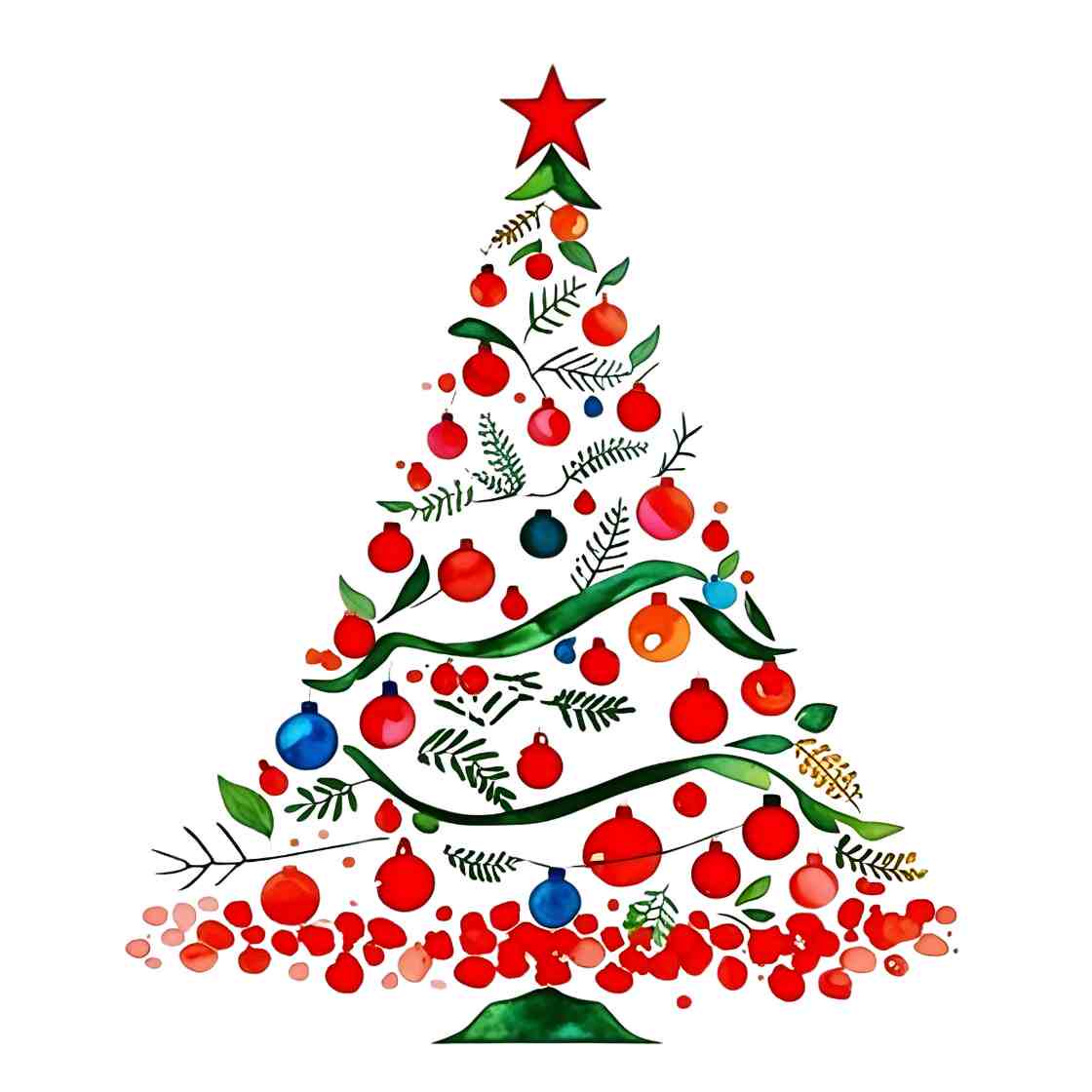 Watercolor Christmas Tree Clipart, PNG Graphics, Christmas Printables ...