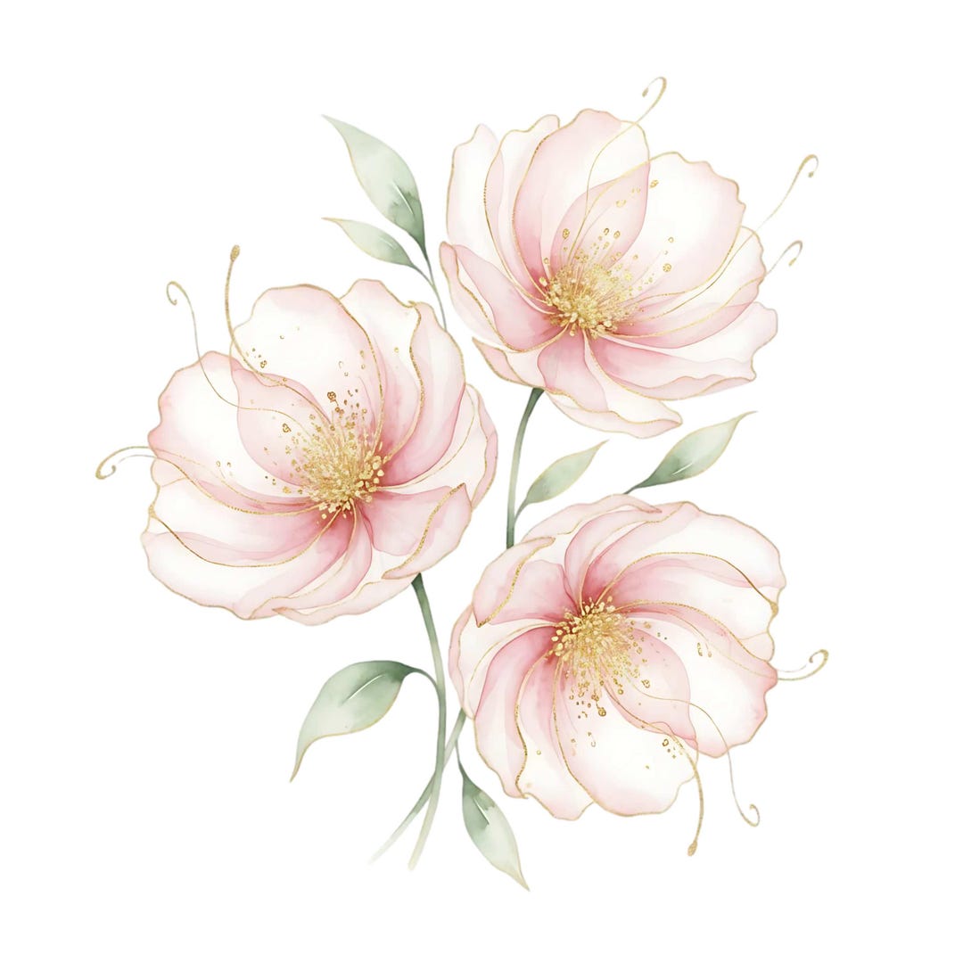20 Elegant Watercolor Soft Pink Flower Clipart, Pink Floral Abstracts ...