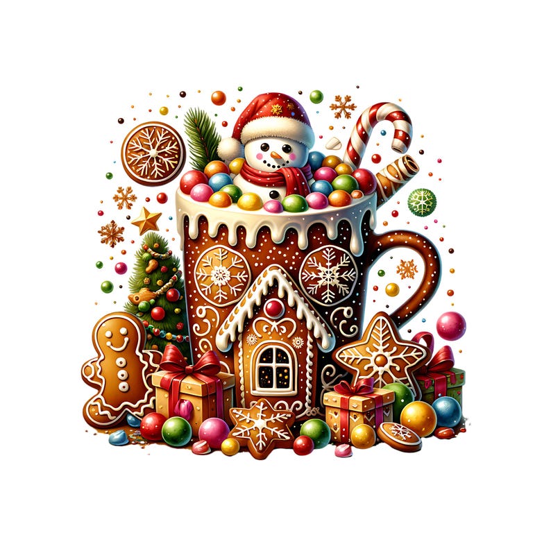 11 Christmas Gingerbread Snowman Cup Clipart, Gingerbread Cocoa Mug ...