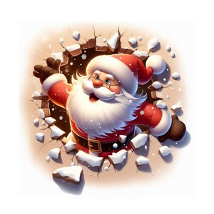 15 Santa Breaking Through the Wall Clipart, Christmas Santa, Santa ...