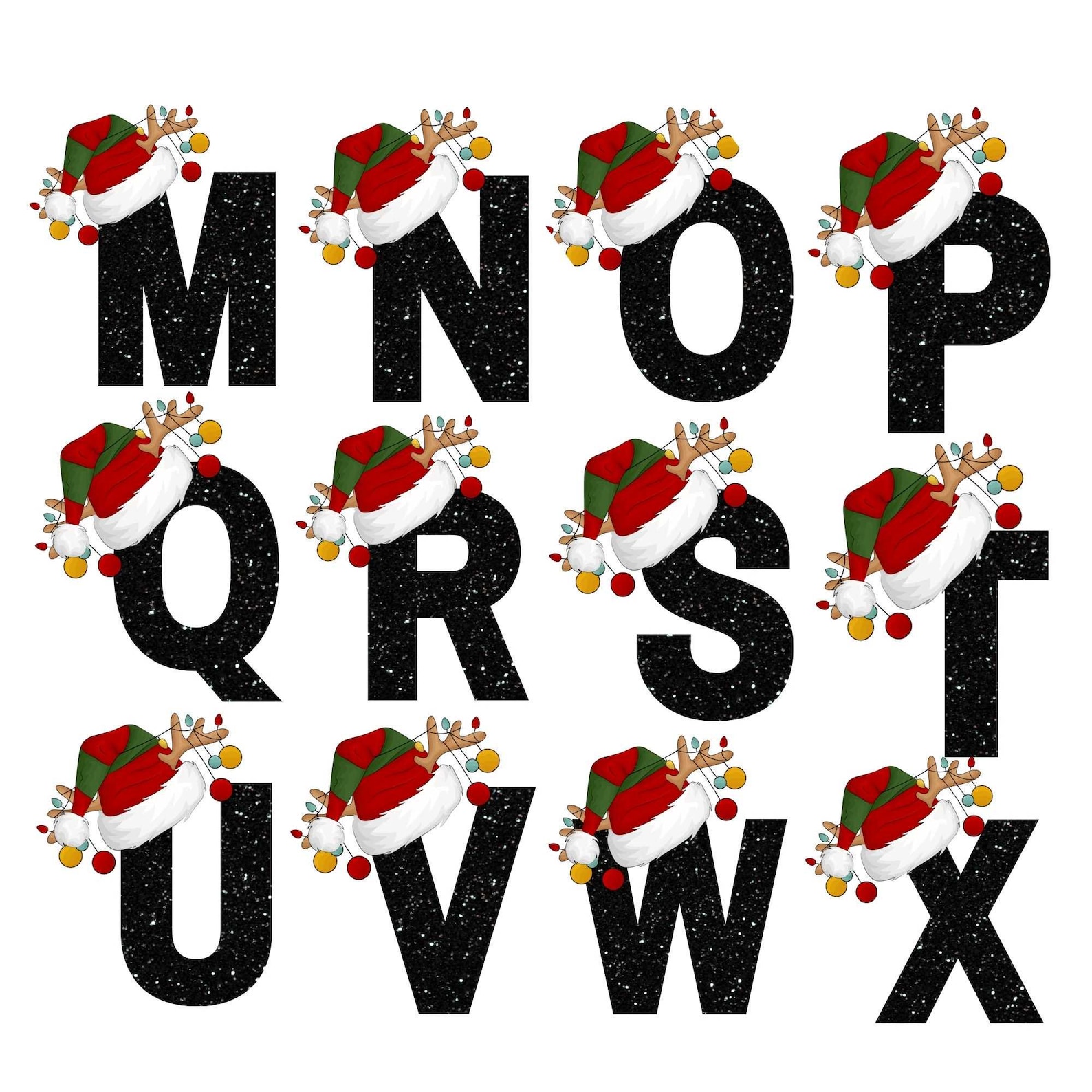 Christmas Alphabet, Bold Alphabet Clipart, A-Z Letters, Uppercase ...