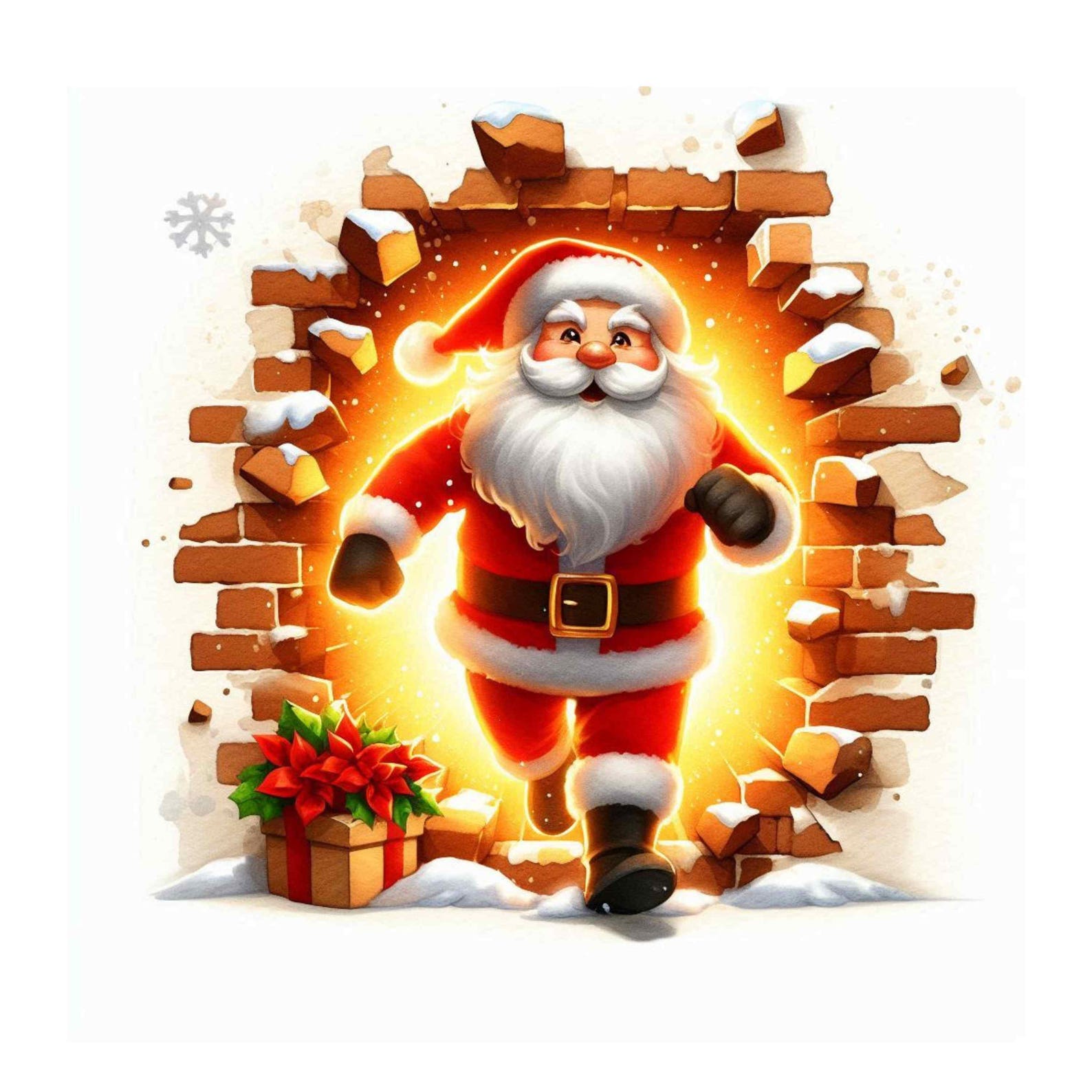 15 Santa Breaking Through the Wall Clipart, Christmas Santa, Santa ...