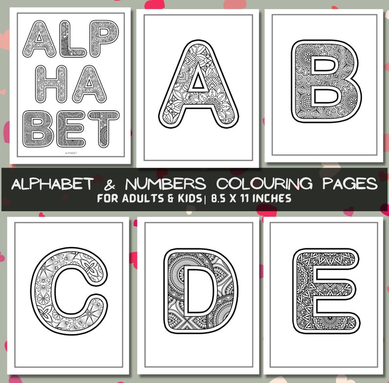 Mandala Alphabet Coloring Pages for Adults & Kids, (PDF Digital ...