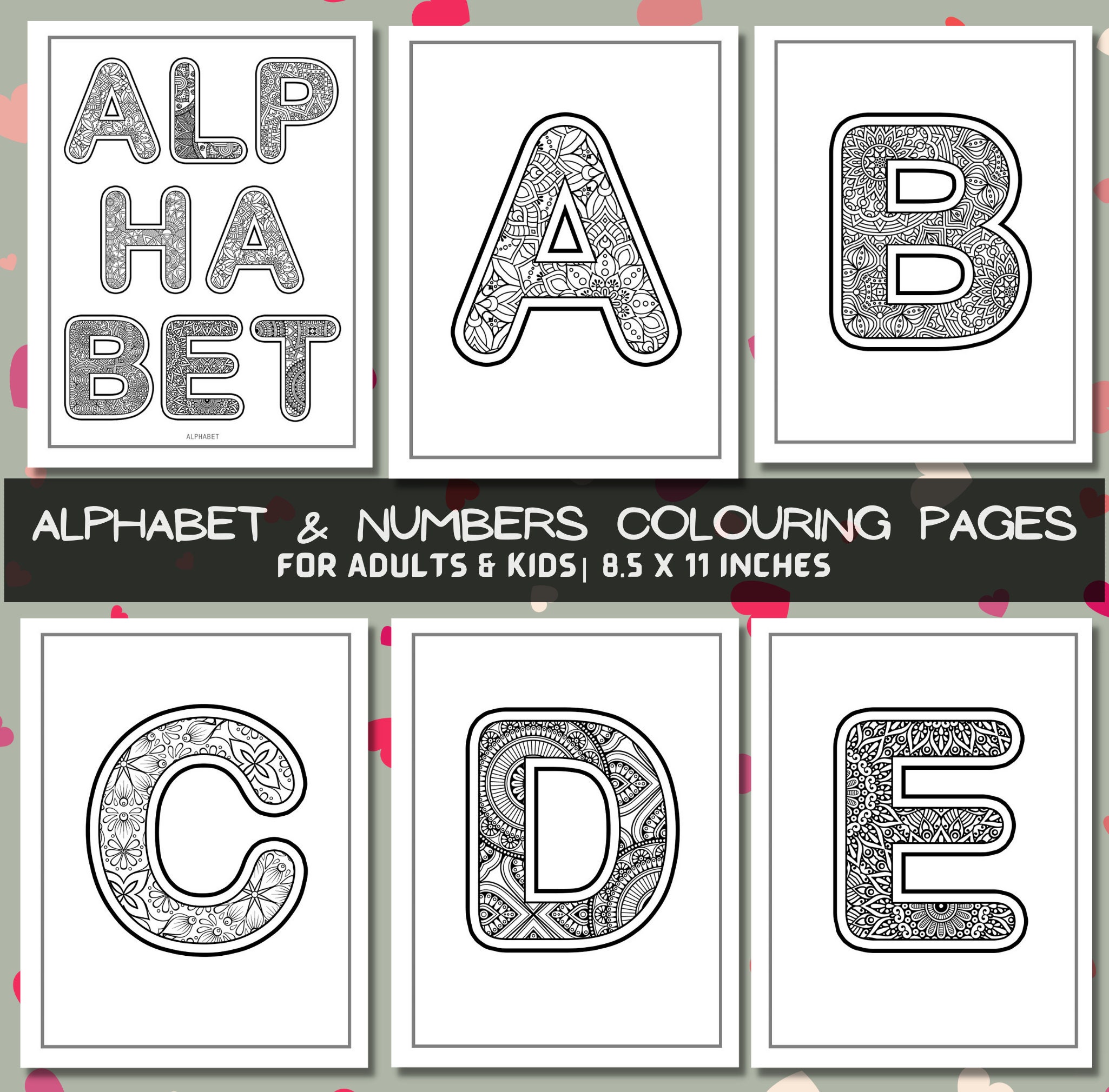 Mandala Alphabet & Numbers Colouring Pages for Adults and Kids letters ...