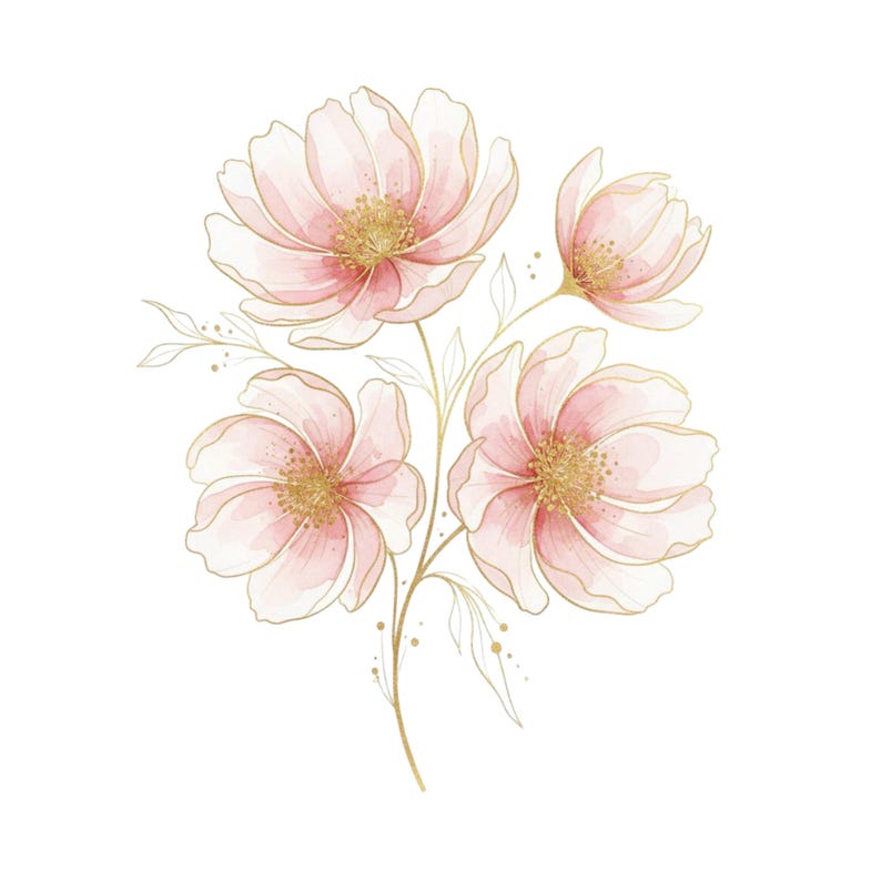 20 Elegant Watercolor Soft Pink Flower Clipart, Pink Floral Abstracts ...