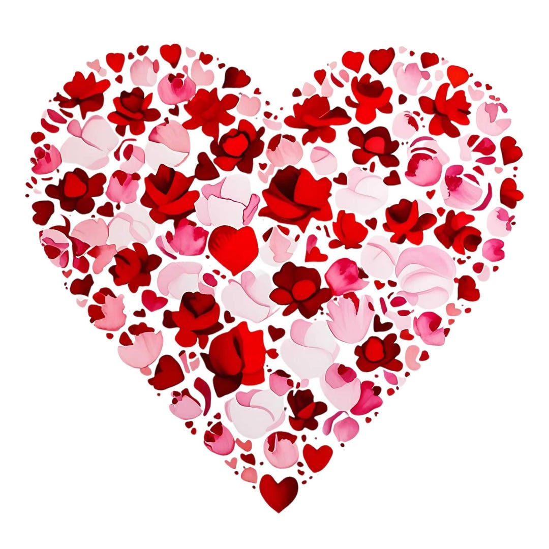 16 Rose Heart Clipart, Valentines Day Heart, Watercolor Hearts ...