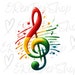 20 Watercolor Music Notes Clipart, Rastafarian Color, Treble Clef ...