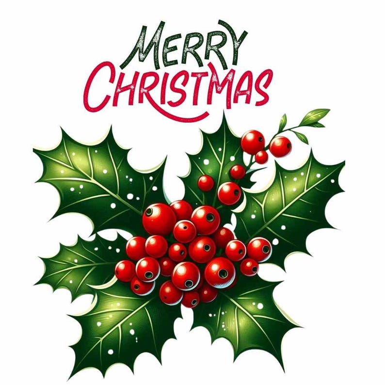 10 Christmas Holly Clipart, Festive PNG Prints, (digital Download) - Etsy