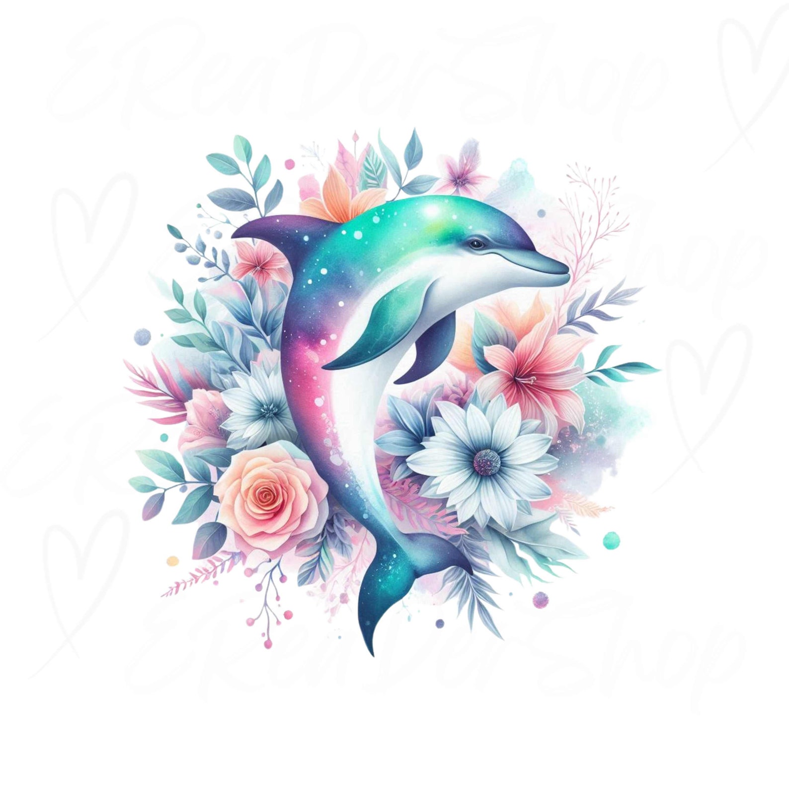 15 Watercolor, Tropical Sunset Dolphin, Cartoon Dolphin, Clipart, Sea ...