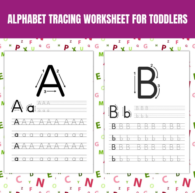Alphabet Letter Tracing Worksheets: A to Z, Preschool Activities (PDF ...