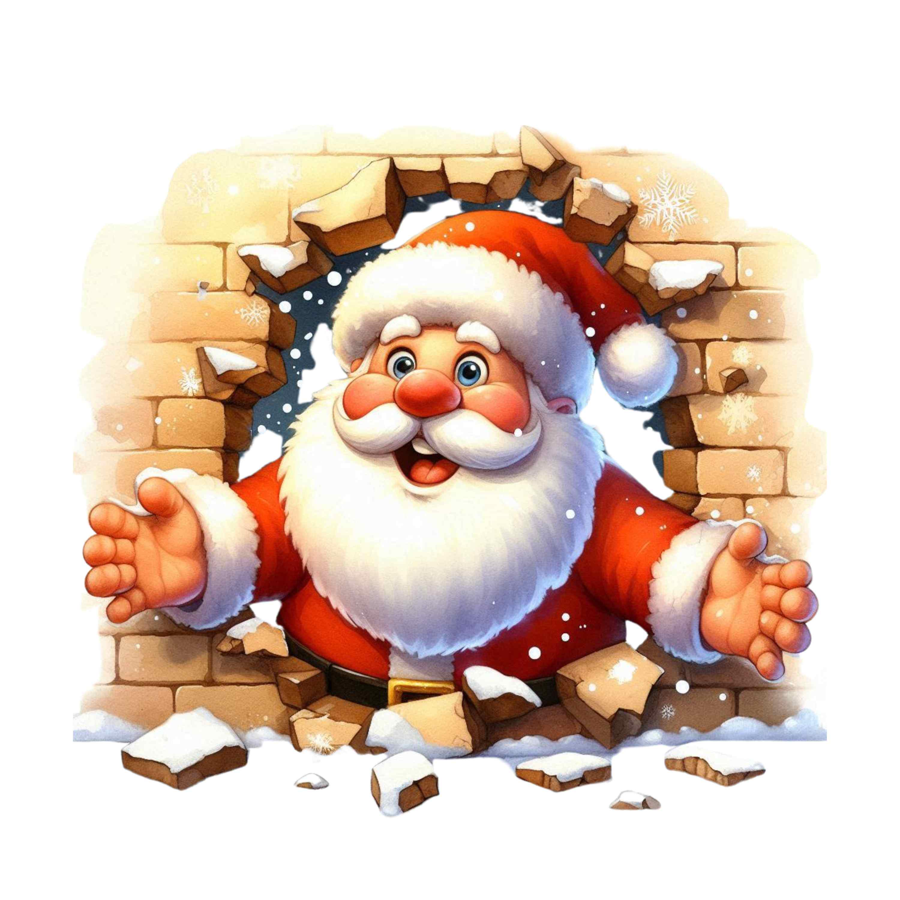 15 Santa Breaking Through the Wall Clipart, Christmas Santa, Santa ...