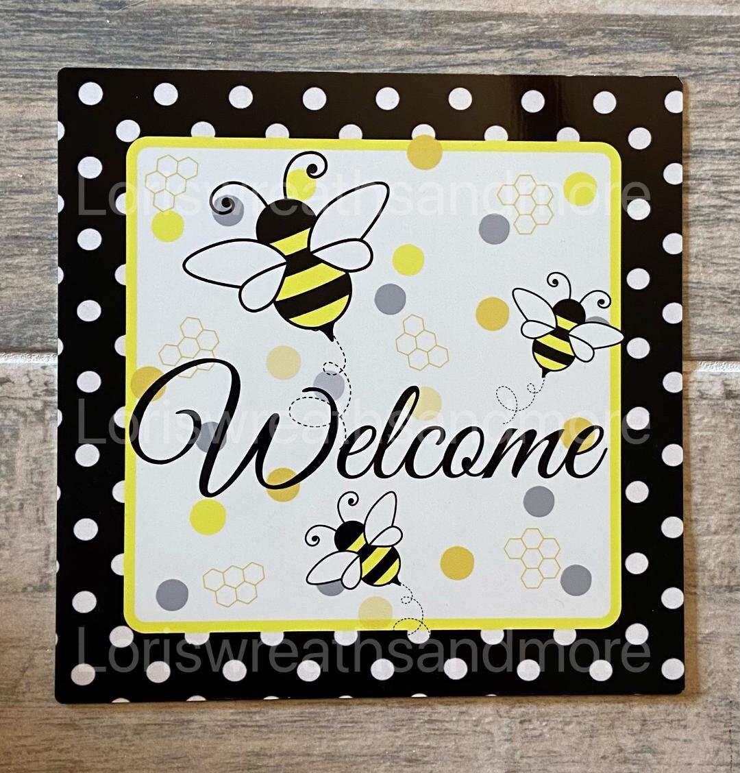 Bee Welcome Sign, 8 Square Sign, Welcome Wreath Sign, Bee Welcome ...