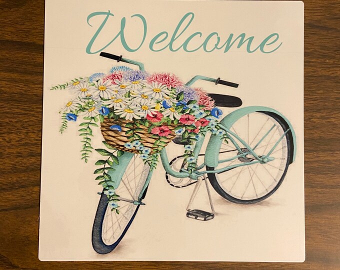 Bike Sign, Bike Wreath Sign, Welcome Bike Sign, Welcome Bike Wreath ...