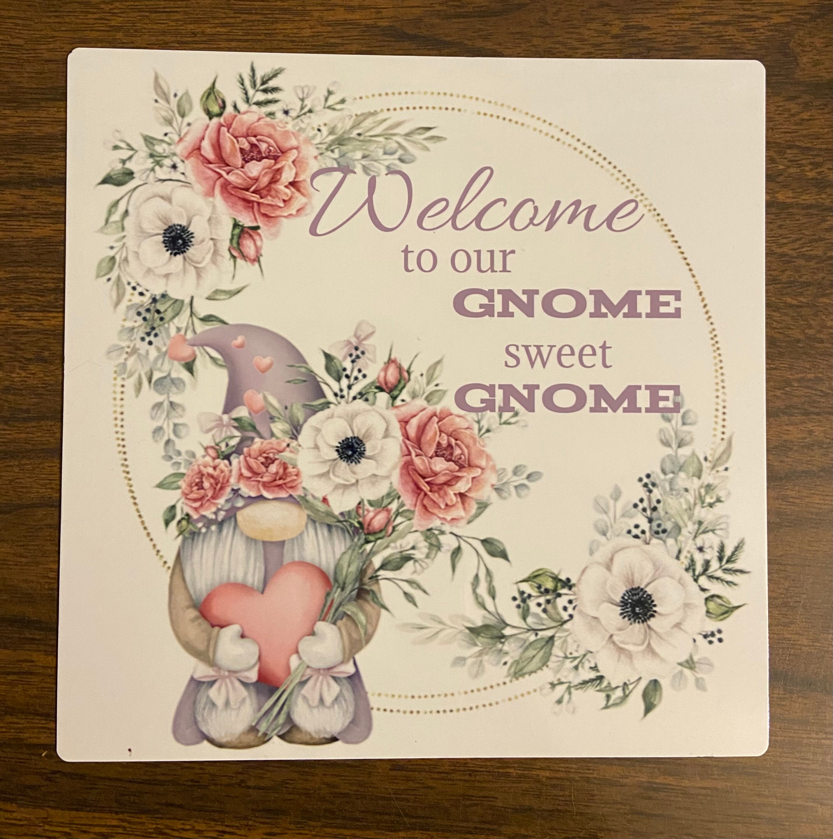 Welcome Gnome Sign, 8 Inch Square Sign, Welcome to Our Gnome Sweet ...