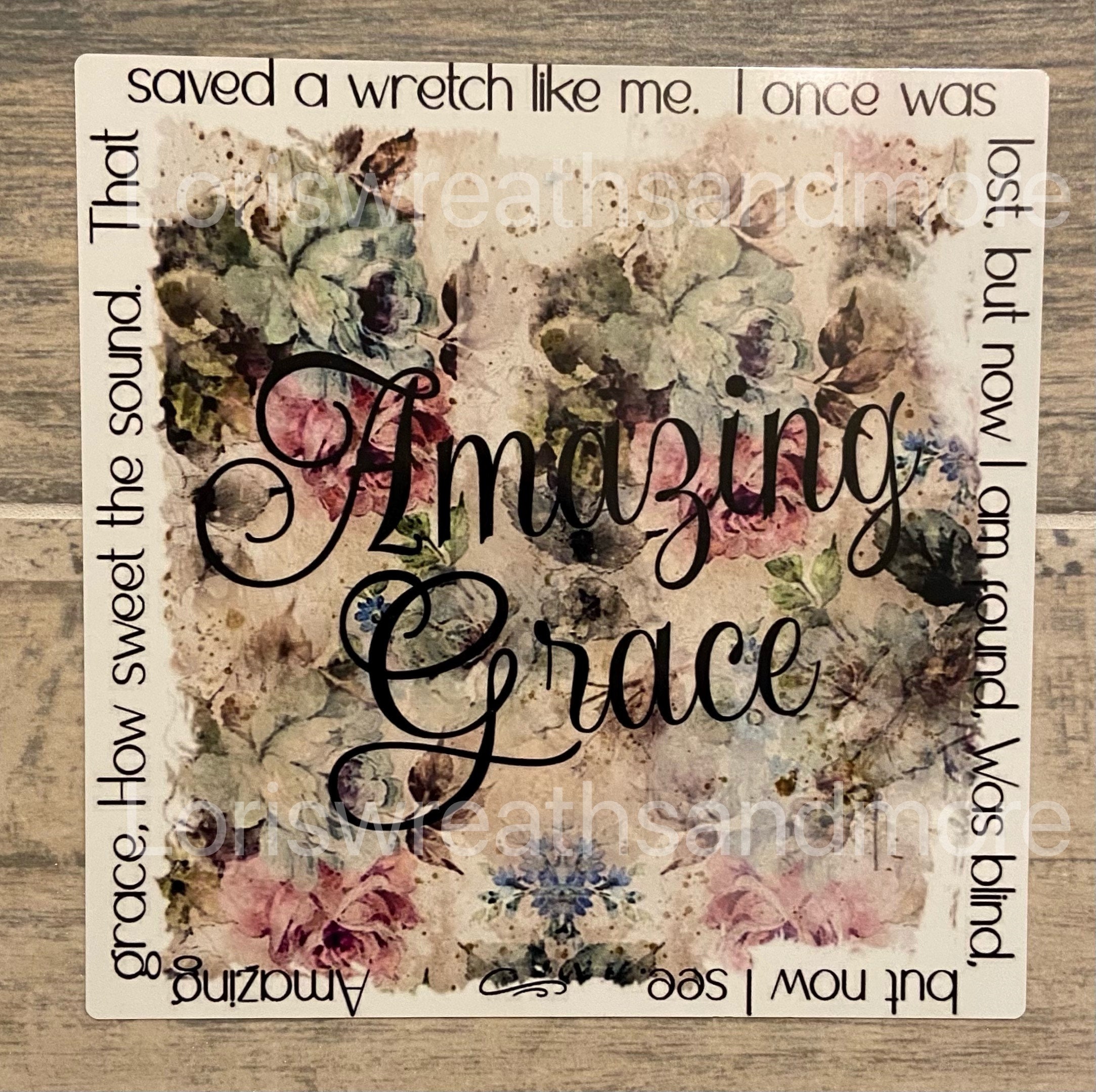 8 Square Amazing Grace Sign, Amazing Grace Wreath Sign, Wreath ...