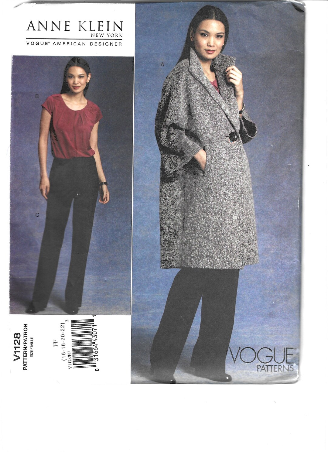 On Clearance Vogue Sewing Pattern 1128 Designer Series Anne Klein ...