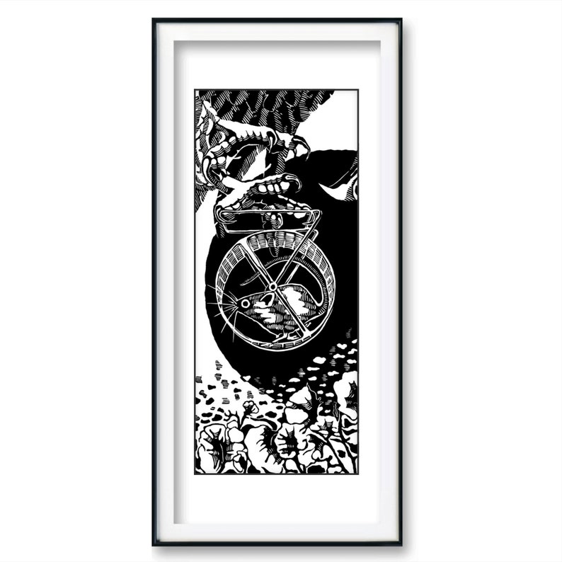 Original Animal Wall Art, Black and White Lino Print, Monochromatic ...