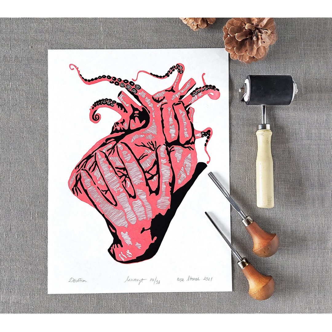 Human Heart Wall Art Quirky Heart Room Decor Romantic Love Art Print ...