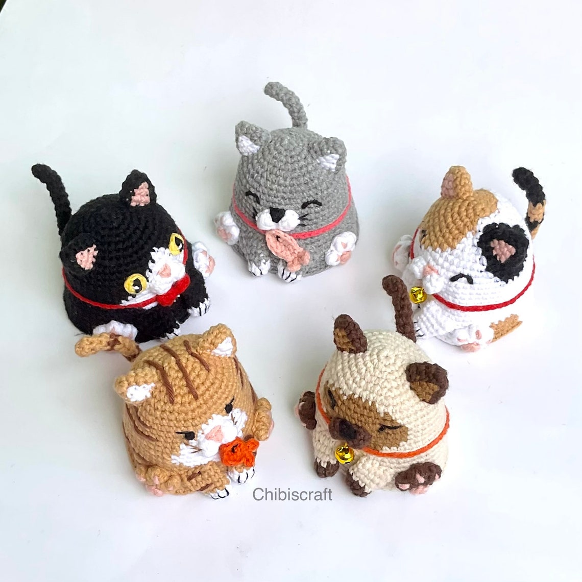 Cat Crochet Pattern Bundle 5 Cats: Grey Cat Calico - Etsy