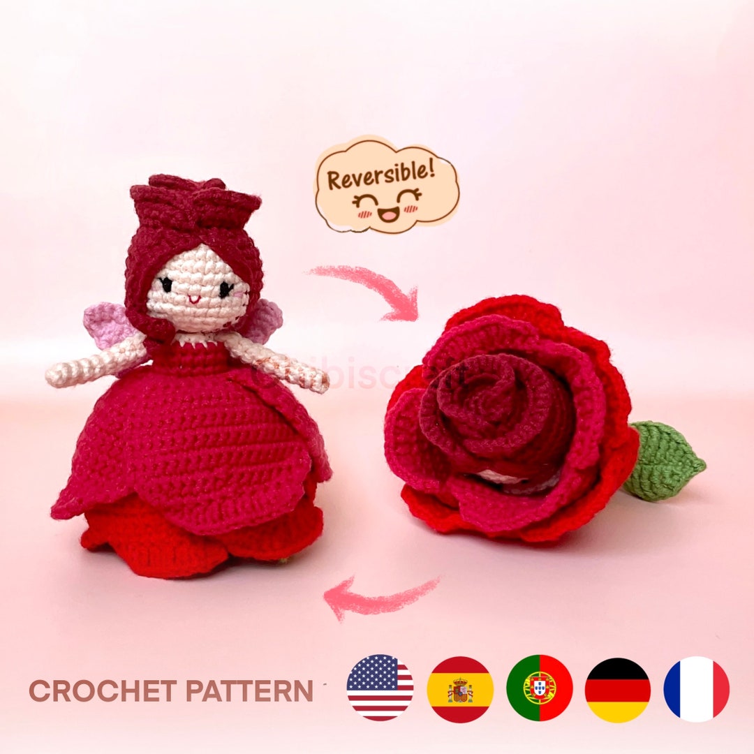 Reversible Rose Fairy Amigurumi Pattern Flower Crochet - Etsy