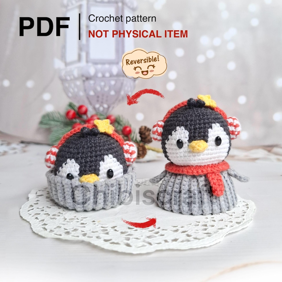 Reversible Penguin Cupcake Amigurumi Crochet Pattern - Christmas Winter ...
