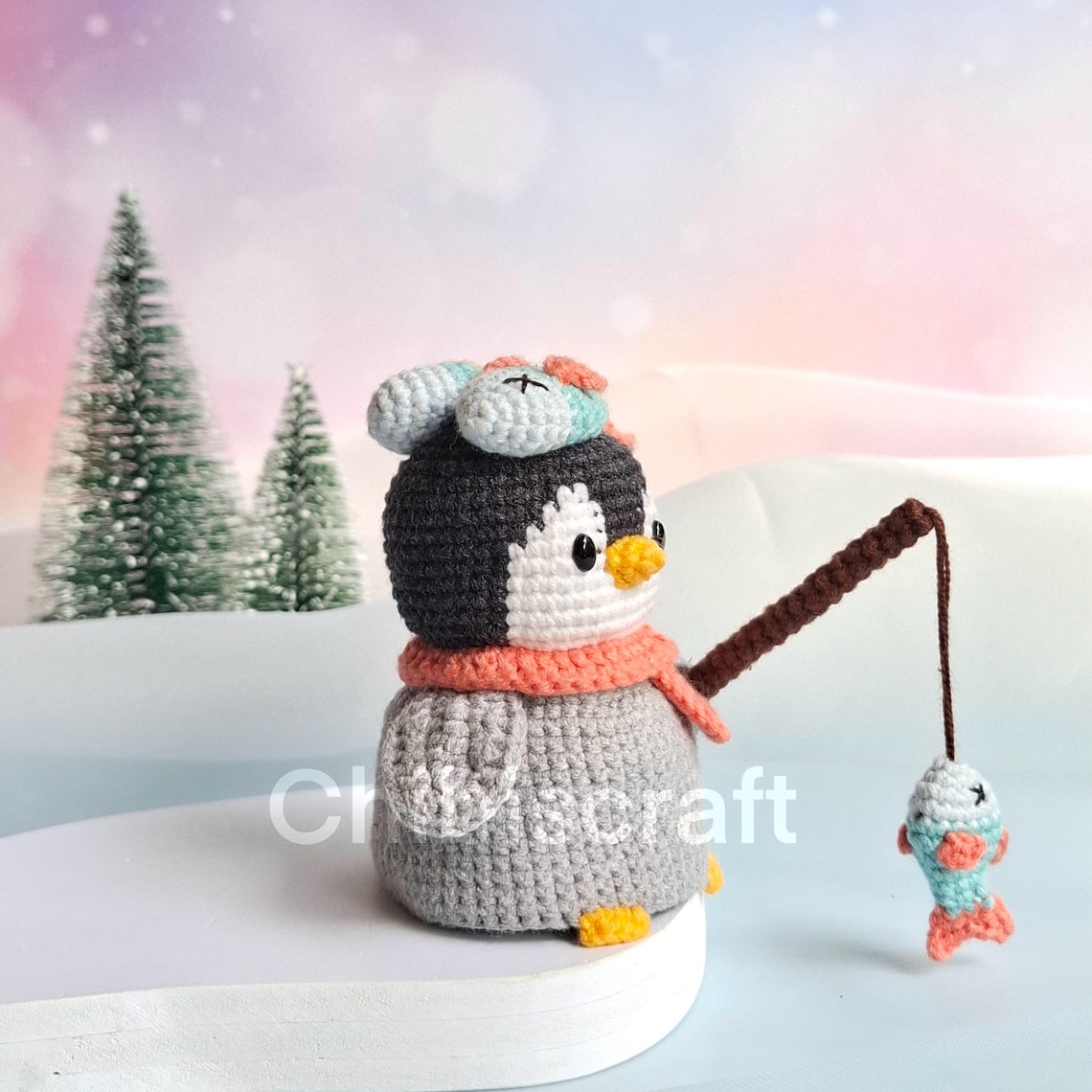 Reversible Penguin and Fish Bucket With Fishing Rod - PDF Amigurumi ...
