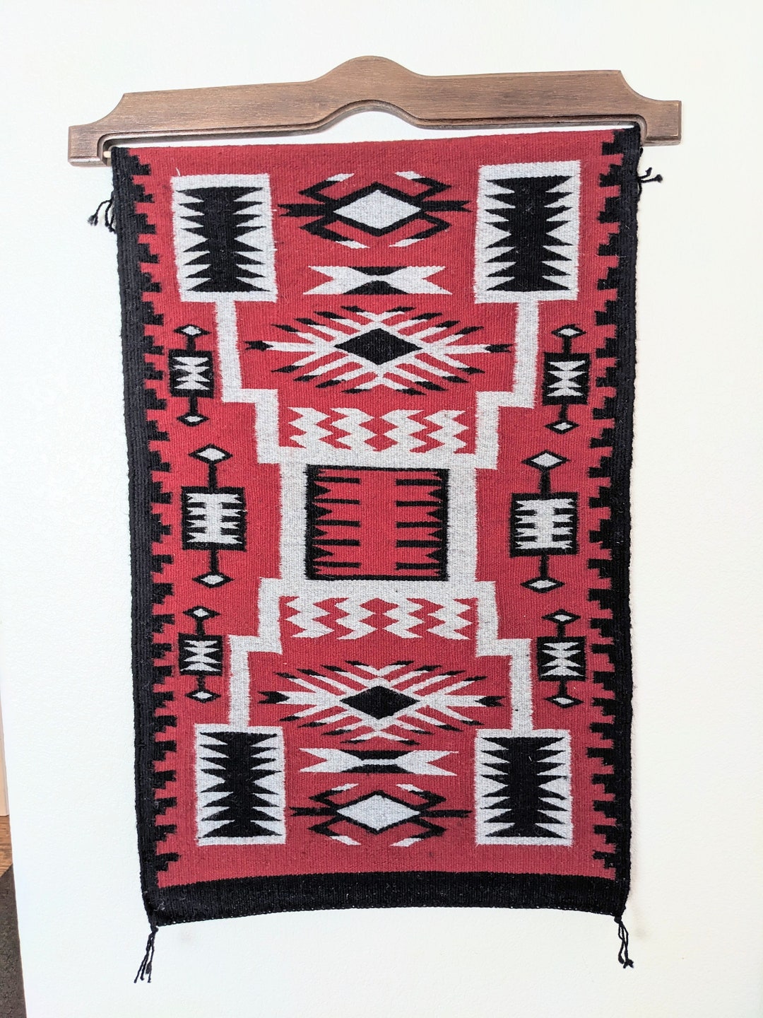39 by 24.25" Beautiful, Authentic, Guado Red Navajo STORM Rug With Wall ...