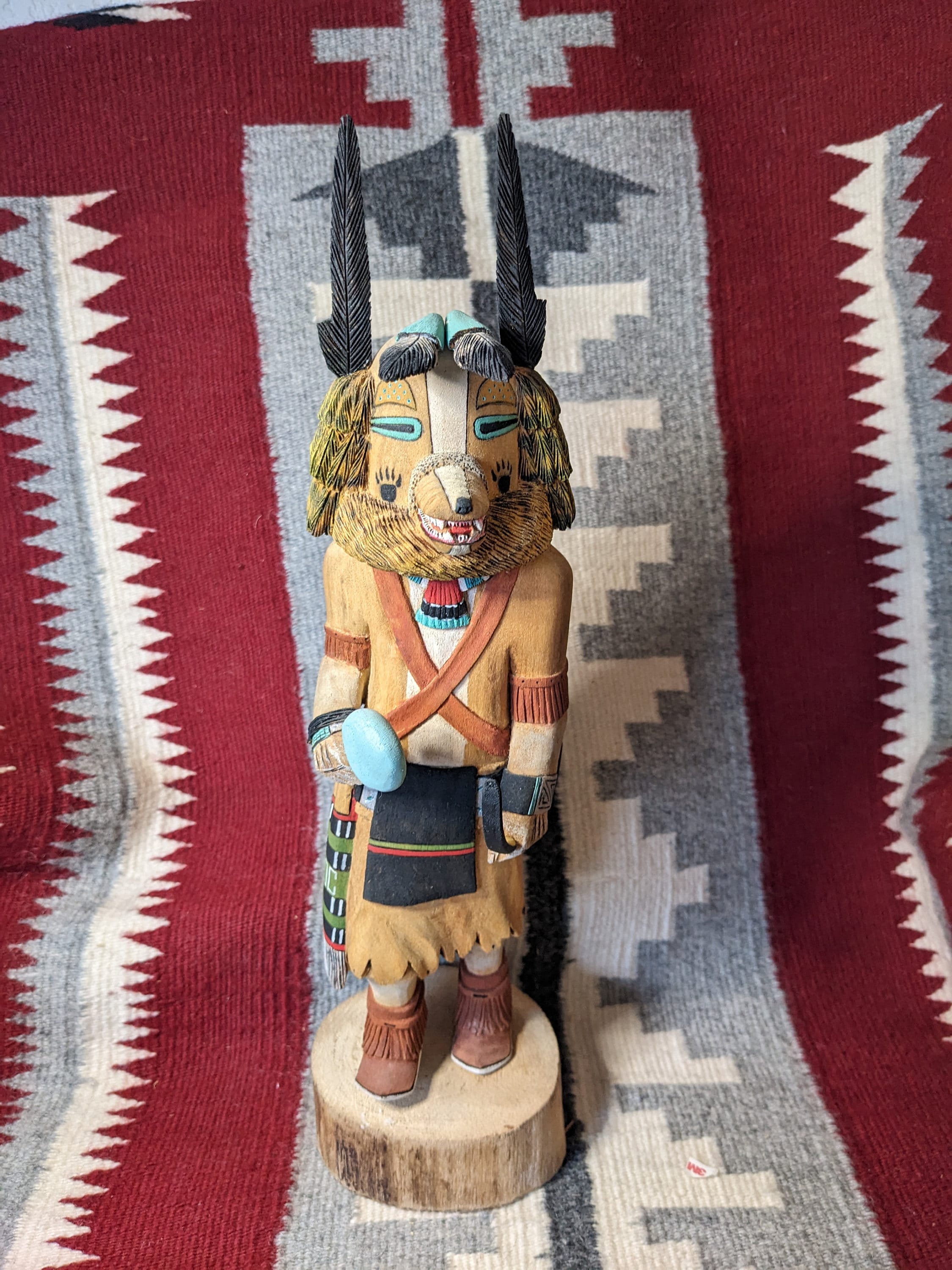 Authentic RARE Cottonwood Kachina Doll, "badger" by Lawrence Mahle, 1st ...