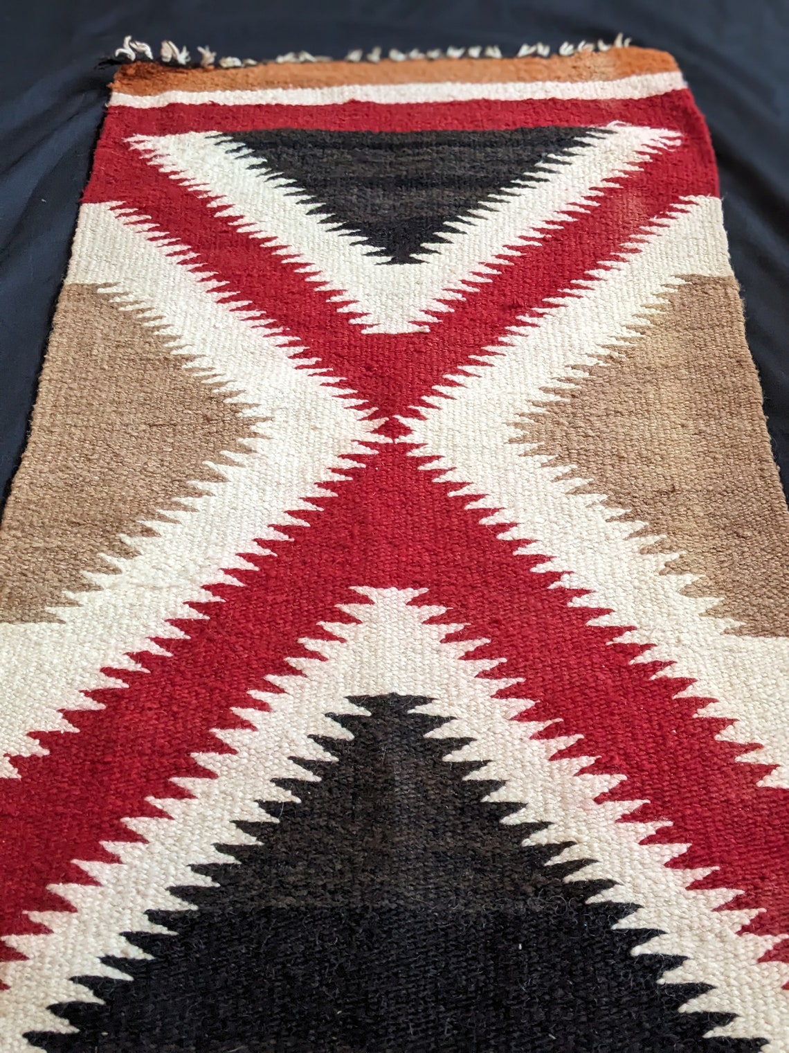 37.5 by 18.5 Authentic, Vintage, Navajo Rug, Red Eye Dazzler and ...