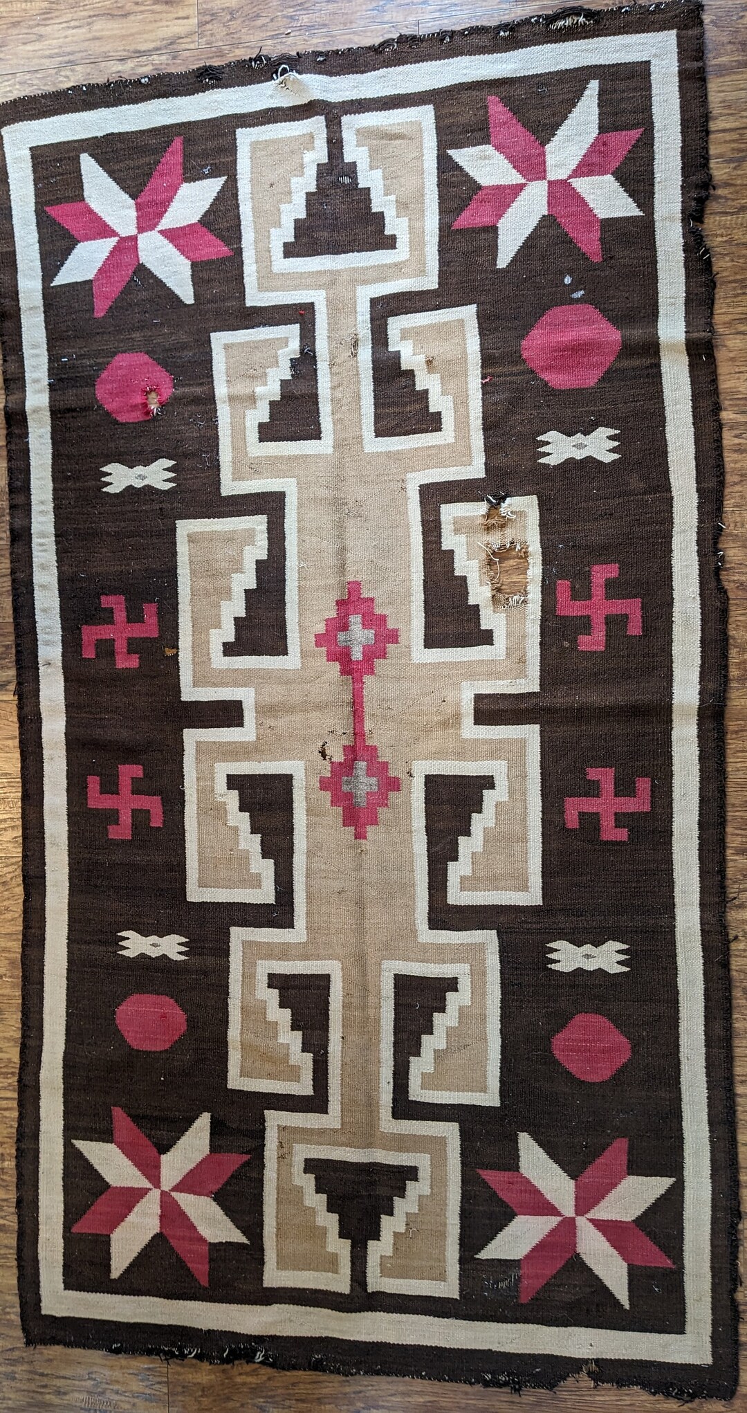 4ft by 7ft LARGE, Antique, Authentic, Navajo Rug With Pre-wwii ...